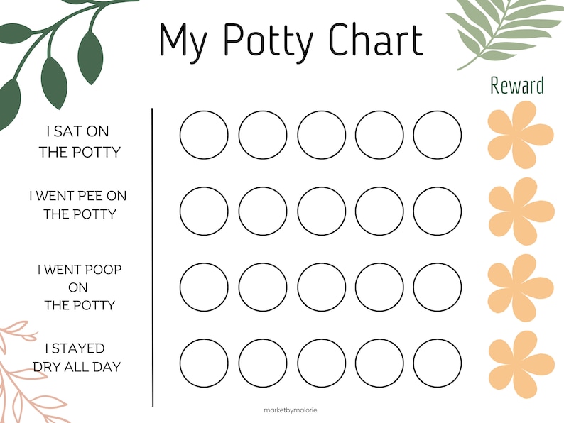 Potty Chart Flowers Potty Chart Reward Chart Toddler Printables Kids ...