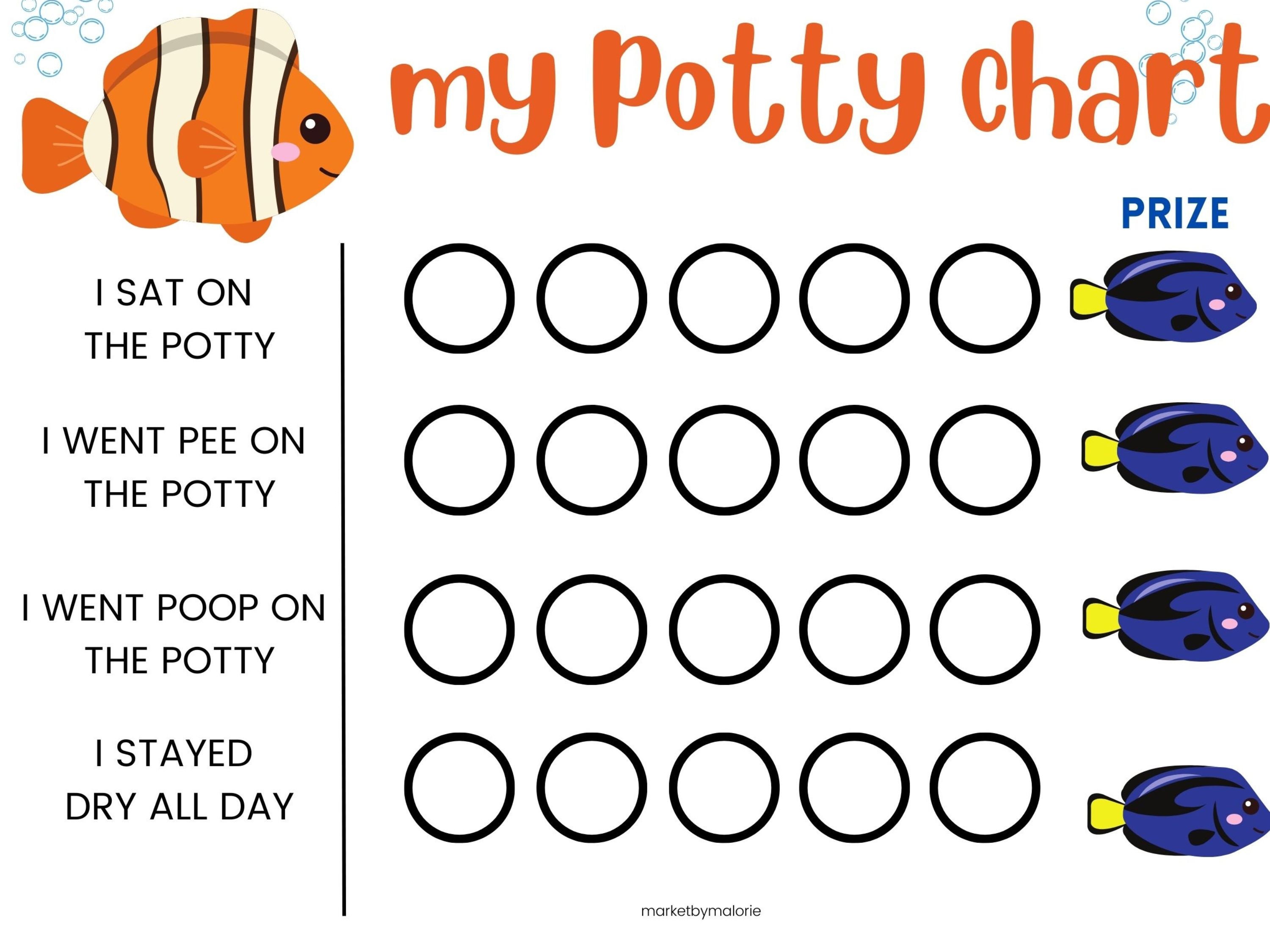 Potty Training Chart Ocean Chart Fish Reward Chart Toddler Printable ...