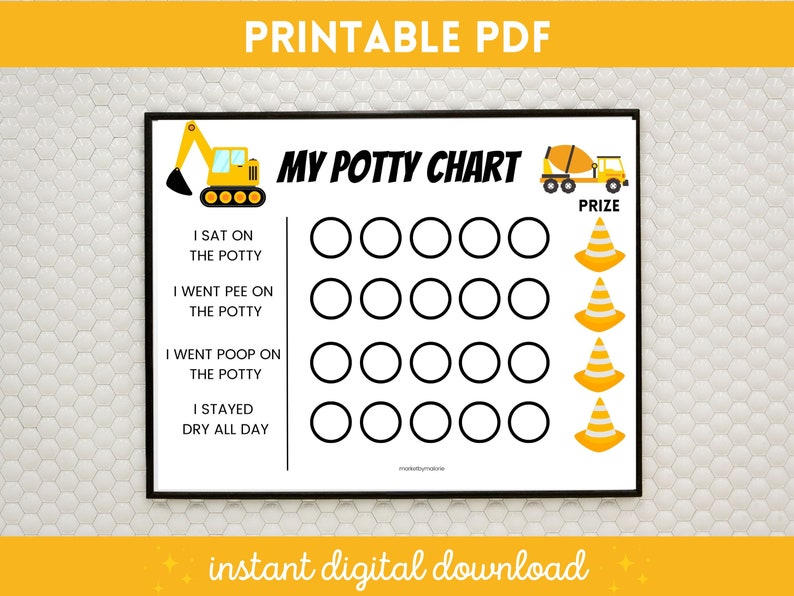 Potty Training Chart Construction Potty Chart Reward Chart Toddler ...