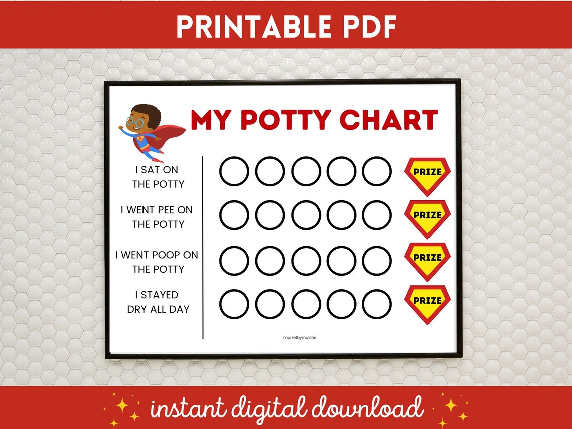 Potty Training Chart Superhero Potty Chart Reward Chart Toddler ...
