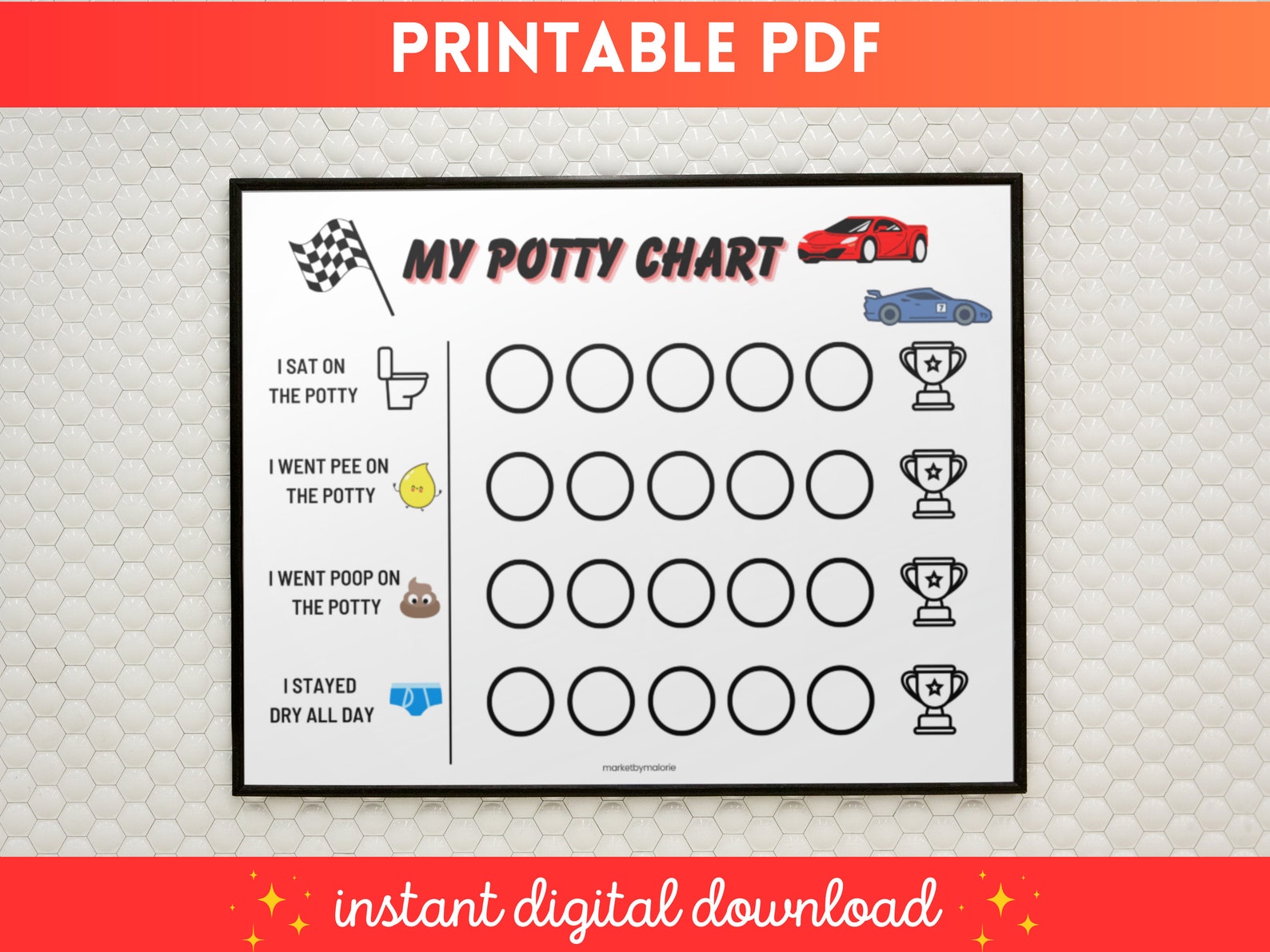 Potty Chart | Boys Race Car Potty Chart | Reward Chart - Etsy