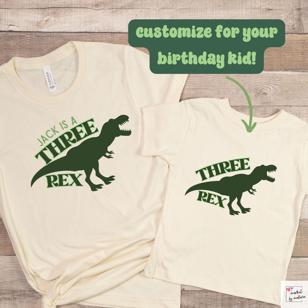 Three-rex Birthday Party Shirts Matching Kids Shirt 3rd Birthday Custom 3rd Birthday Dinosaur ...