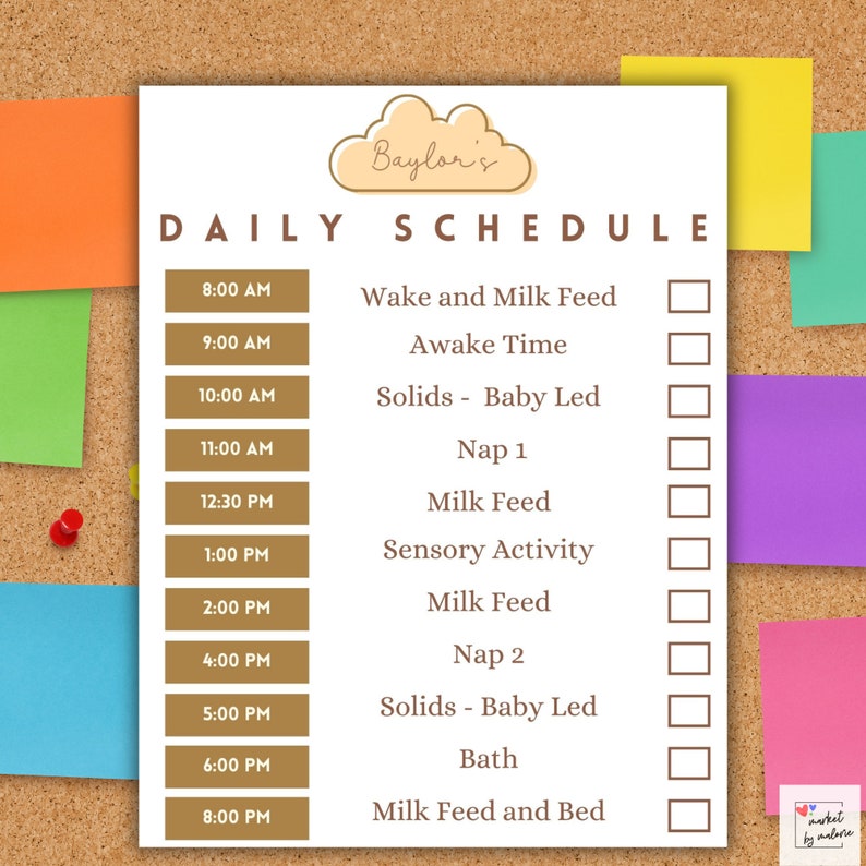 Daily Routine Schedule for Baby Infant Daily Schedule Kid's Daily ...