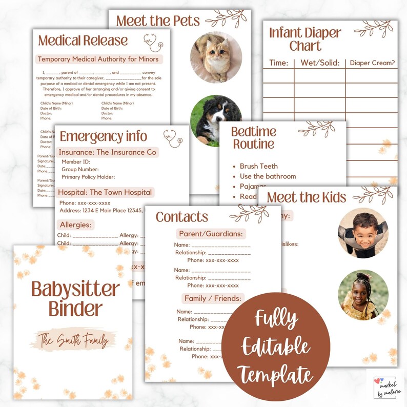 Babysitter Binder Editable Template Babysitter Guide Printable Nanny ...