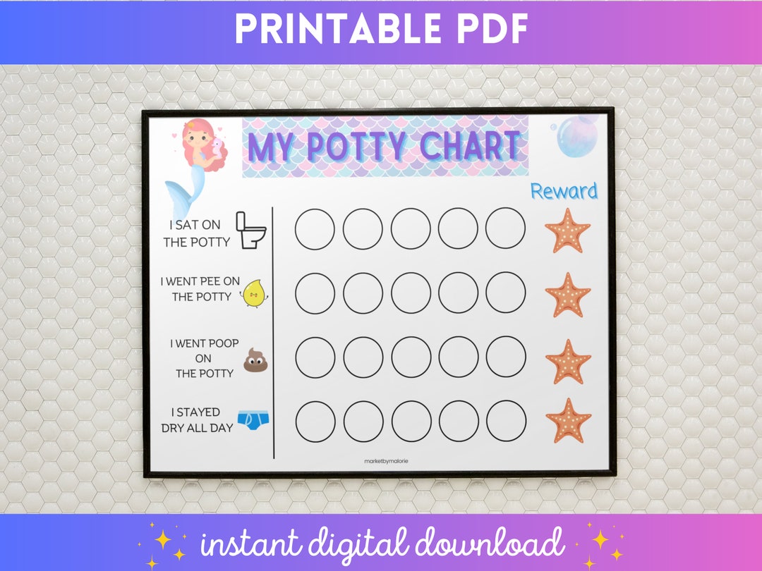 Potty Chart | Mermaid Potty Chart | Reward Chart | Toddler Printables ...