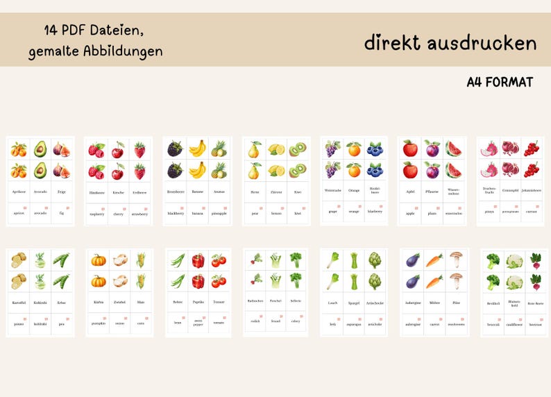 Memory Game I Educational Game I Cards I Fruit & Vegetables I PDF I ...