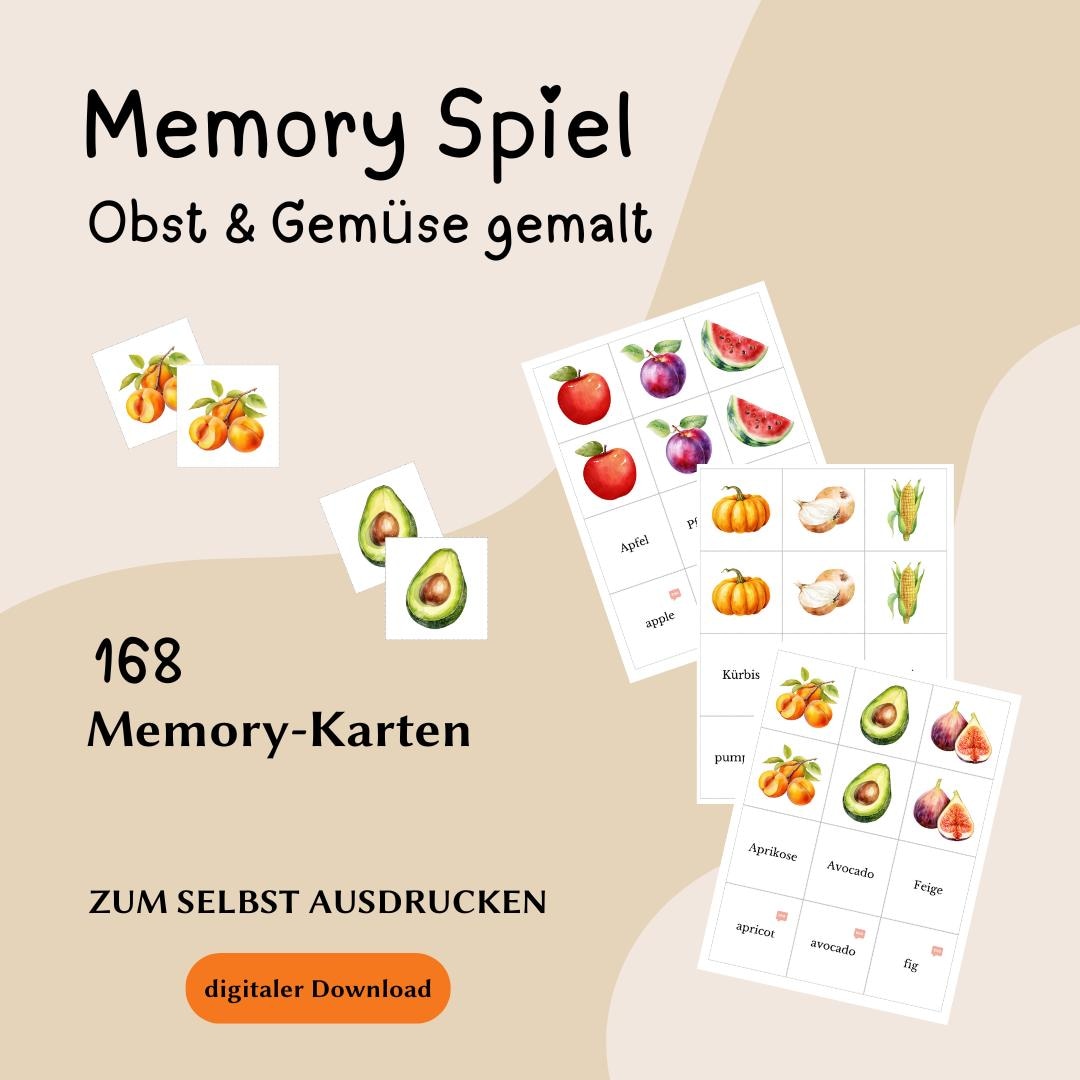 Memory Game I Educational Game I Cards I Fruit & Vegetables I PDF I ...