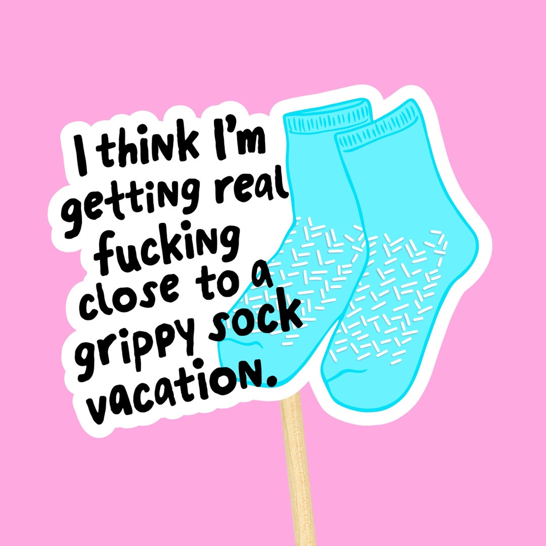 Grippy Sock Sticker // Funny Mental Health Waterproof Sticker Trendy ...