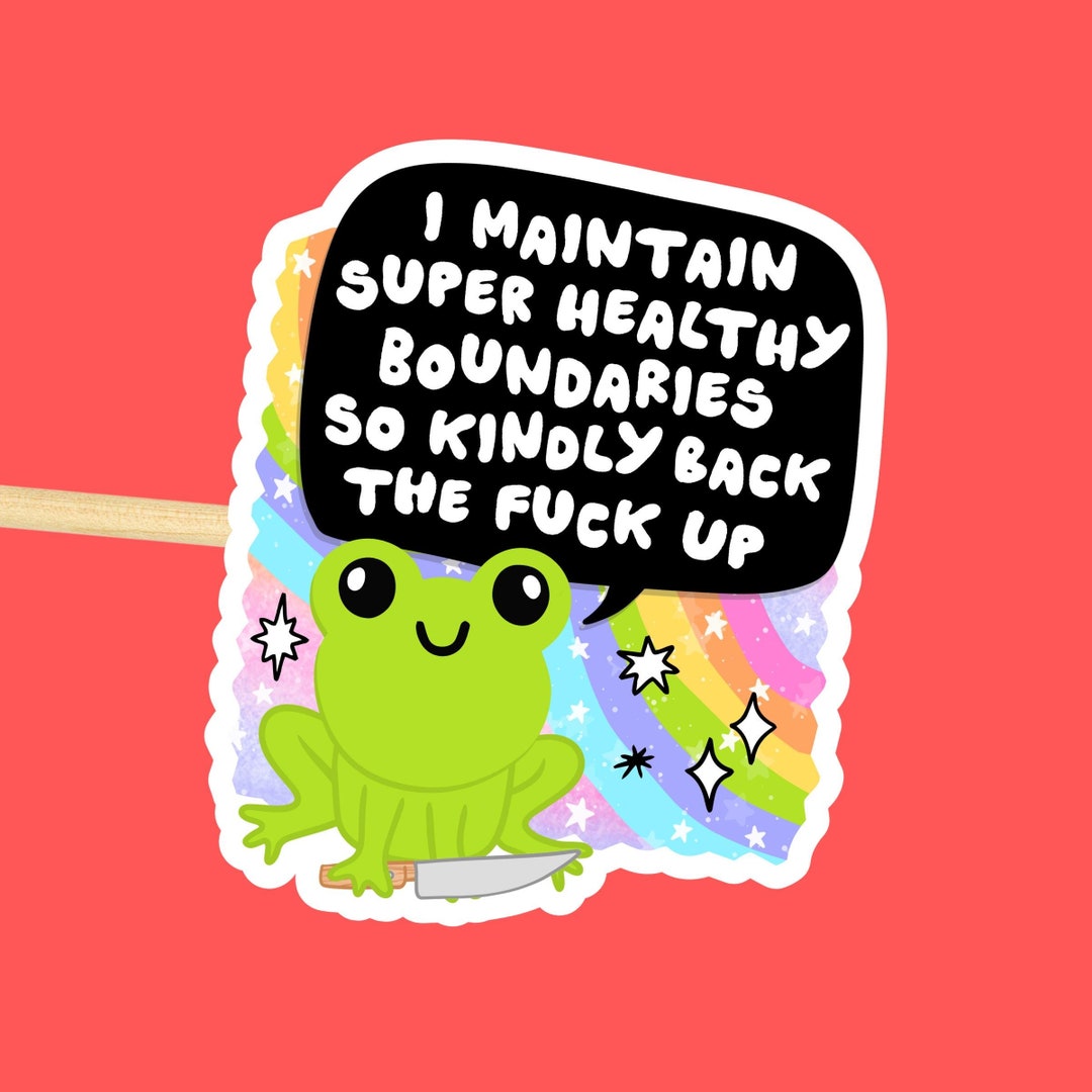 Boundaries Frog Sticker // Waterproof Decal Self Care Funny Swearing ...