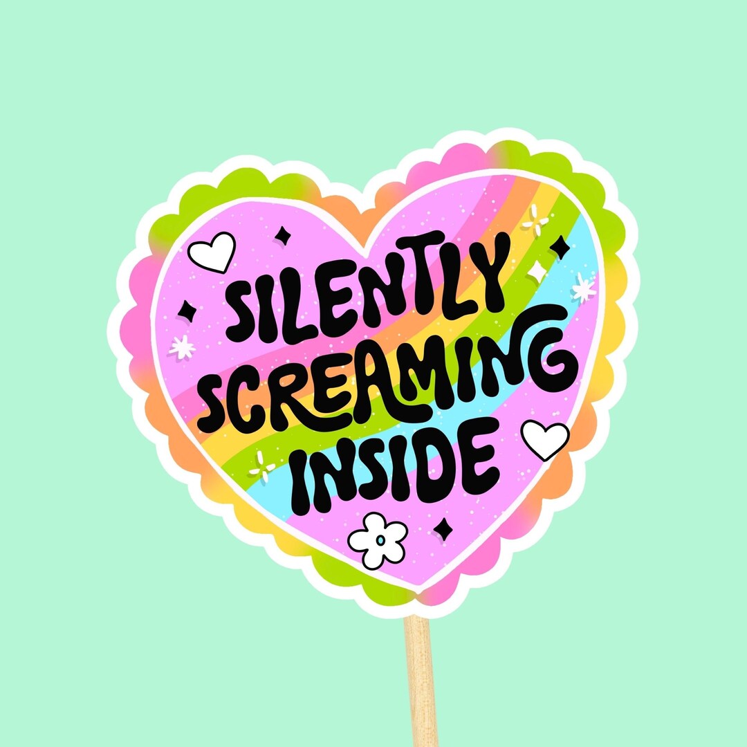 Funny Relatable Sticker // Heart Waterproof Sticker, Trendy Colourful ...