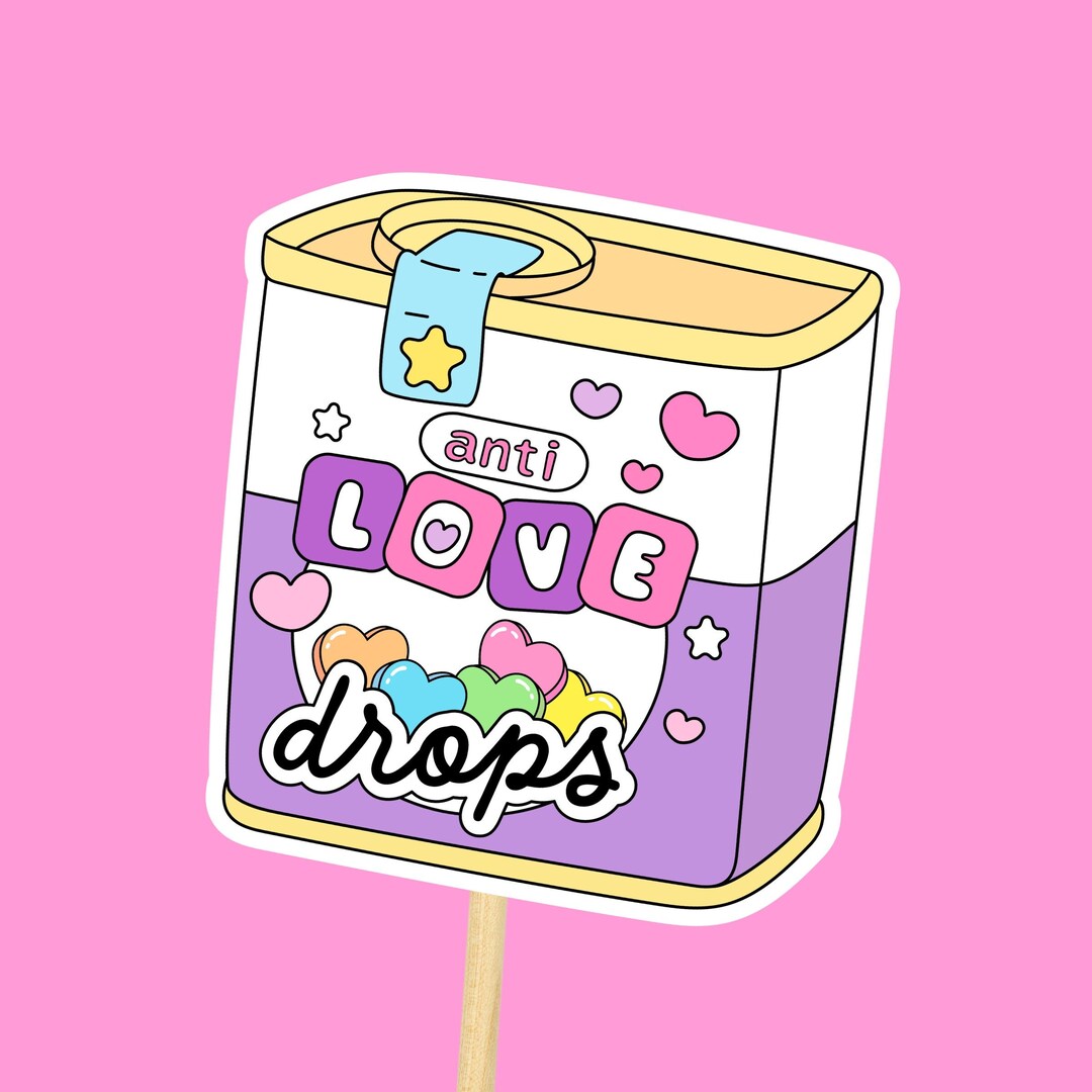 Anti Love Sticker // Cute Waterproof Sticker for Water Bottles ...