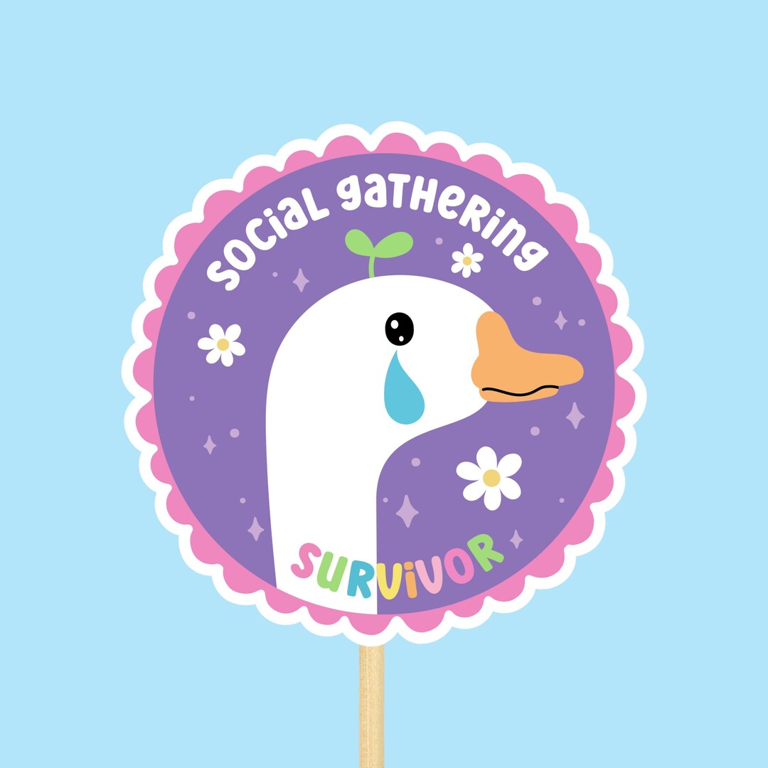 Anxiety Sticker // Cute Goose, Waterproof Sticker Social Anxiety Quote ...
