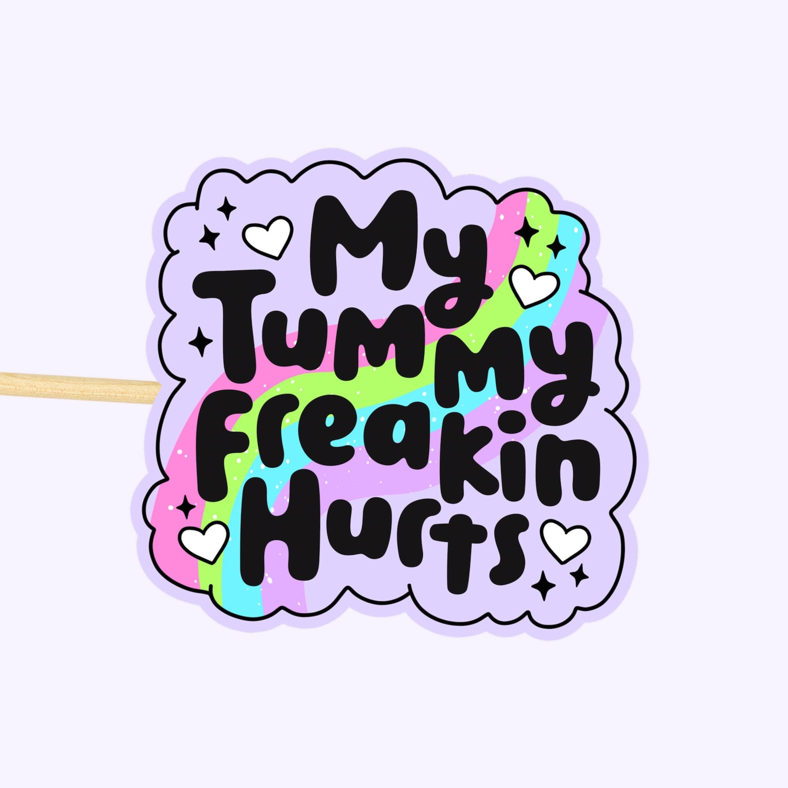 Tummy Pain Sticker // Colourful Waterproof Decal for Water Bottles ...