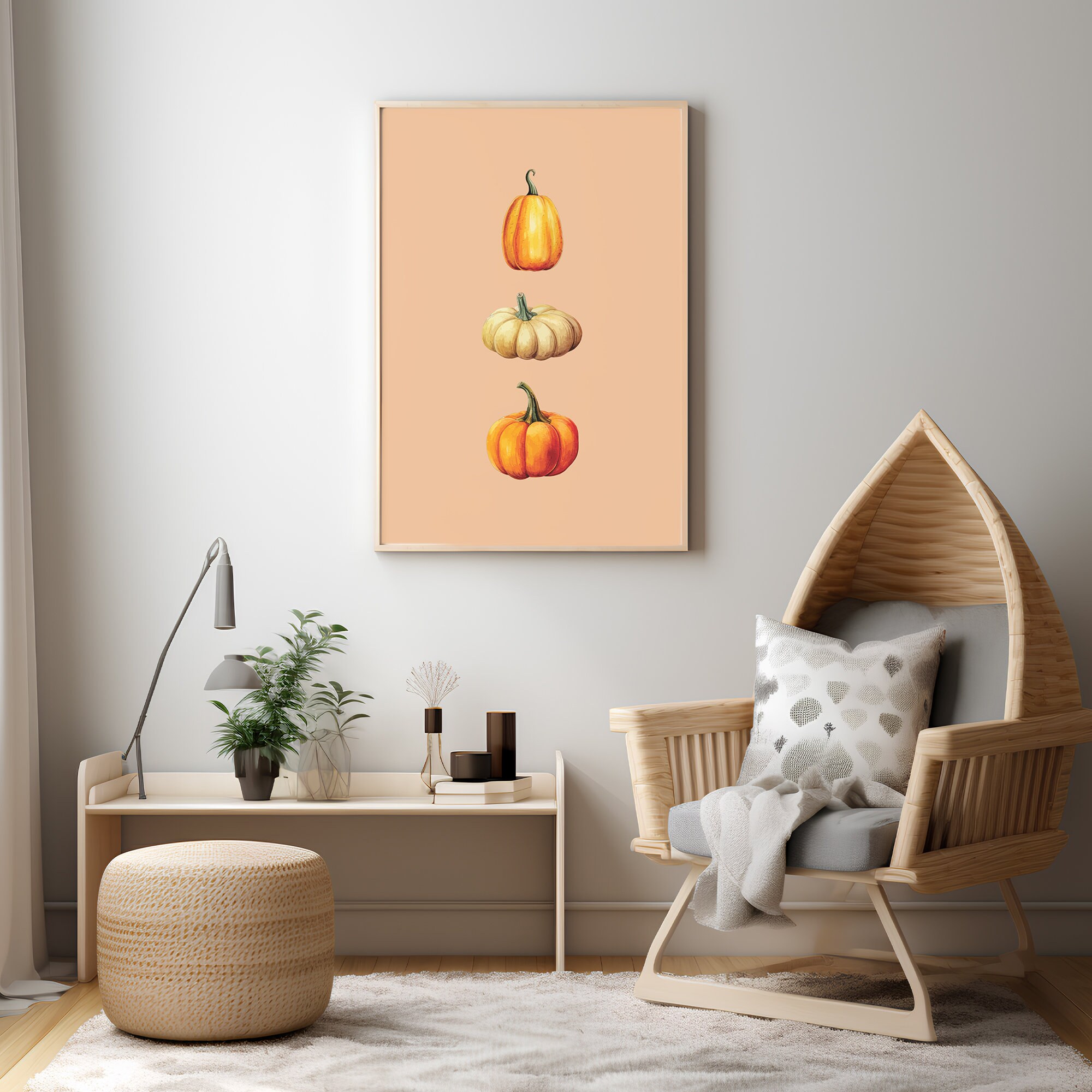 Set of 2 Pumpkin Posters Halloween Art Printable Wall Decor - Etsy