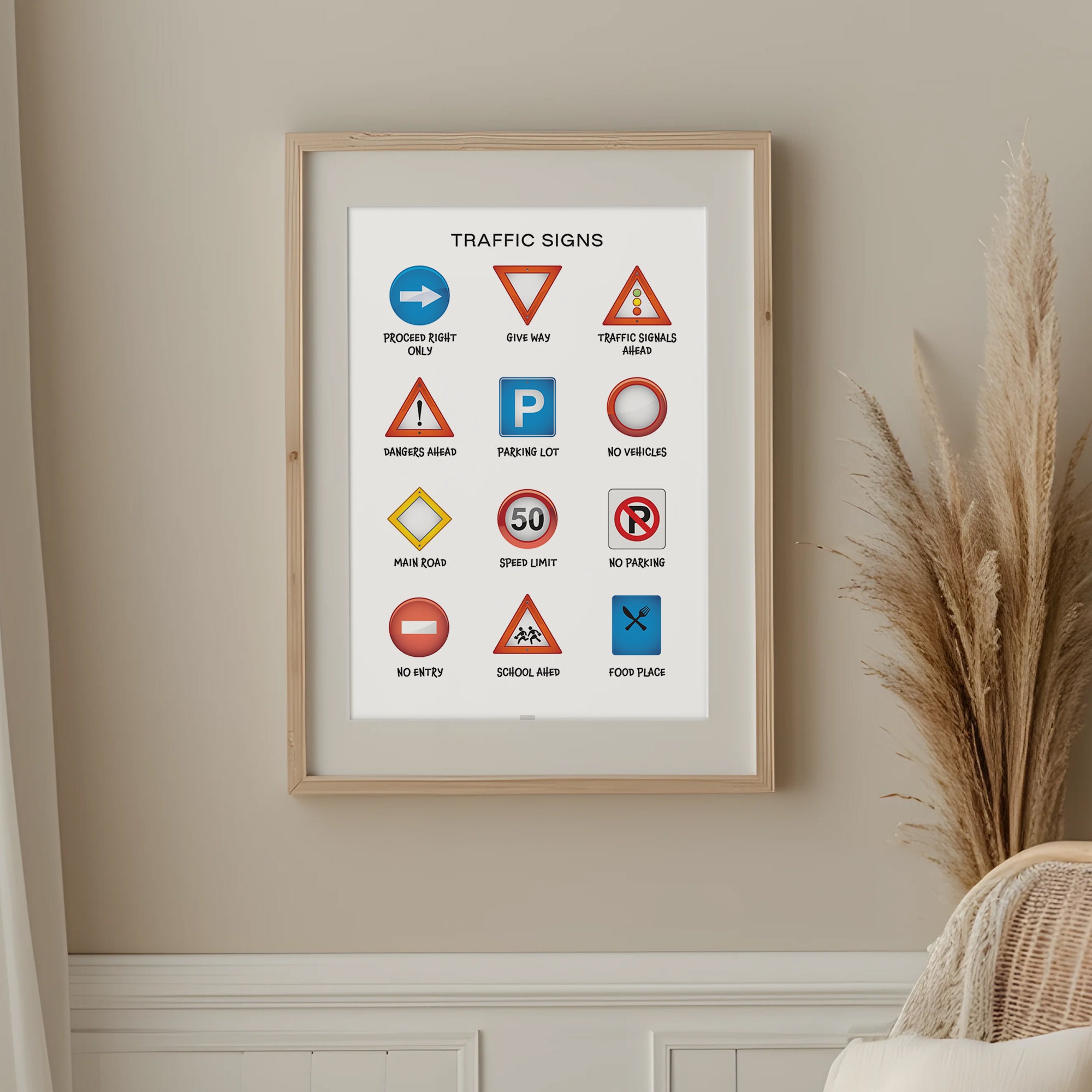 Traffic Signs Poster, Learn Traffic Signs, Homeschool Decor, Montessori ...