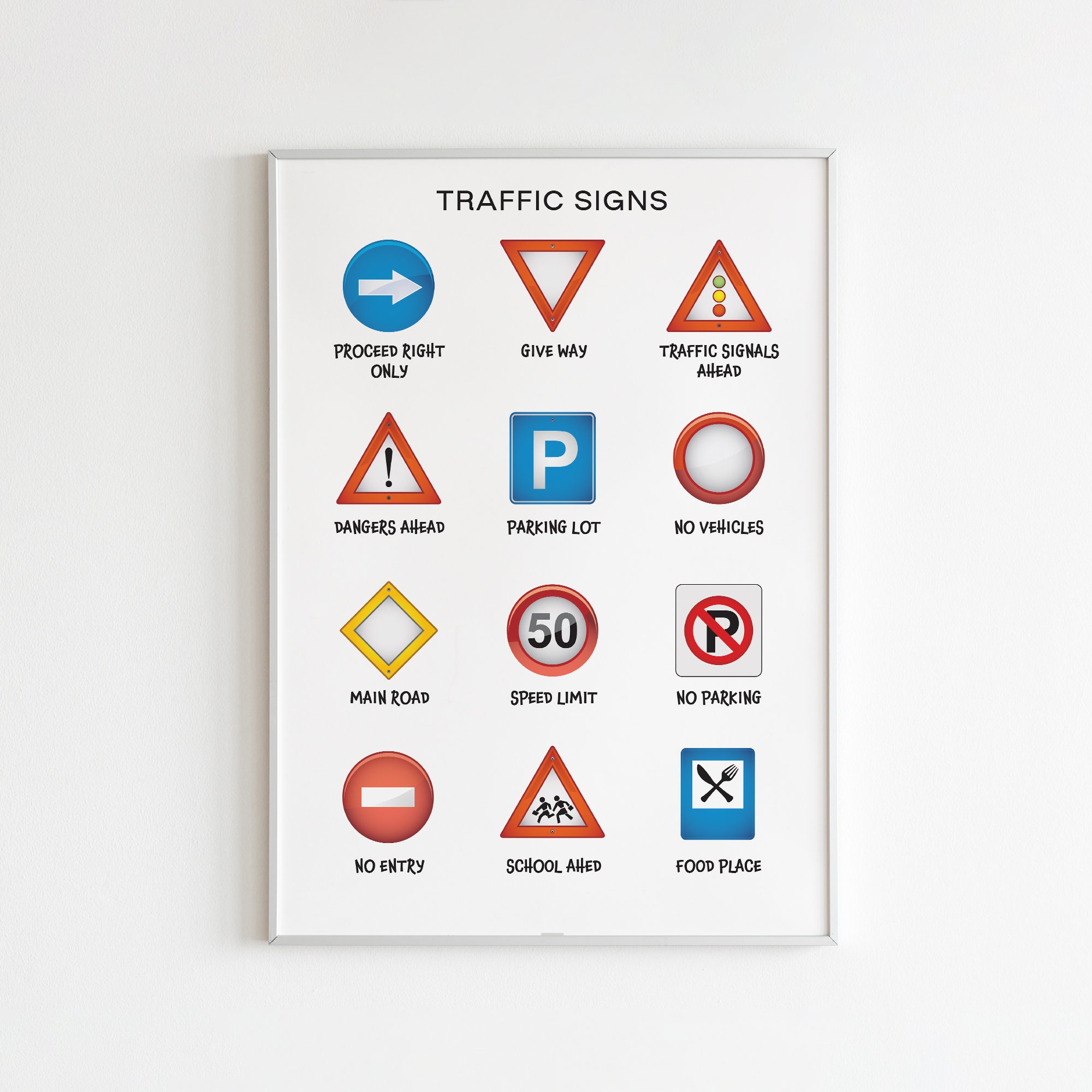 Traffic Signs Poster, Learn Traffic Signs, Homeschool Decor, Montessori ...