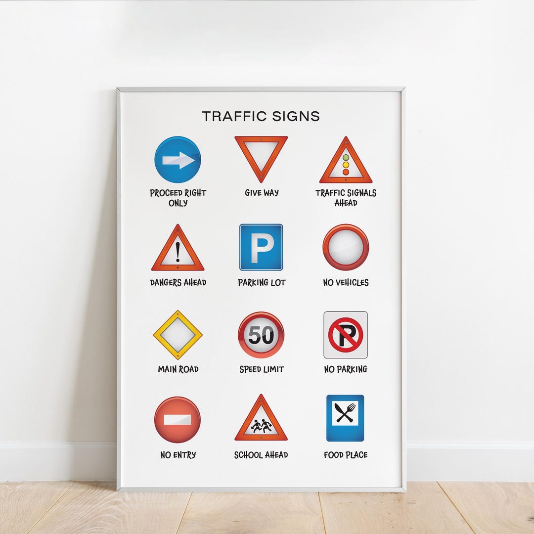 Traffic Signs Poster: Montessori Nursery Wall Art (digital Download) - Etsy