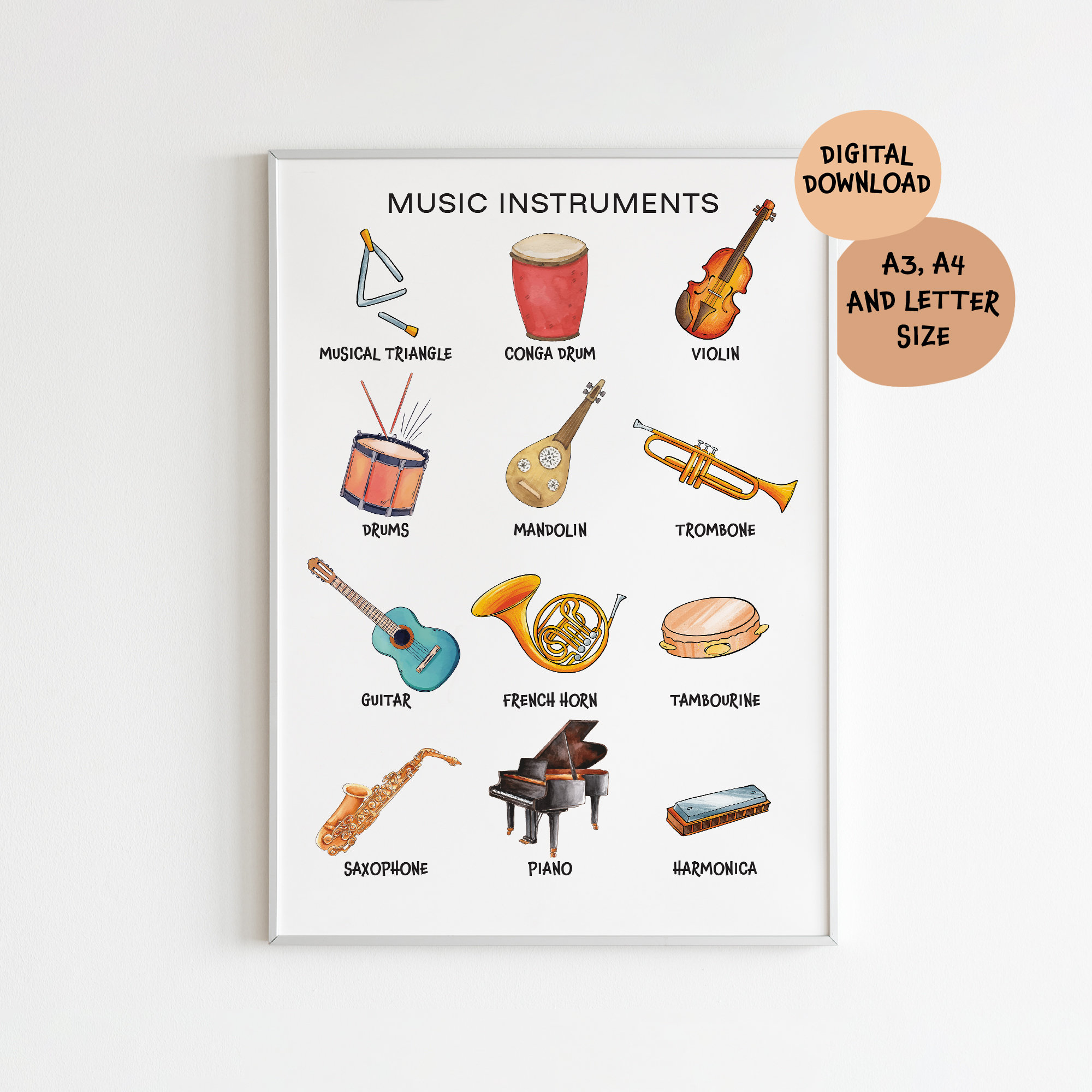 Music Instruments Printable, Educational Poster, Children Gift ...