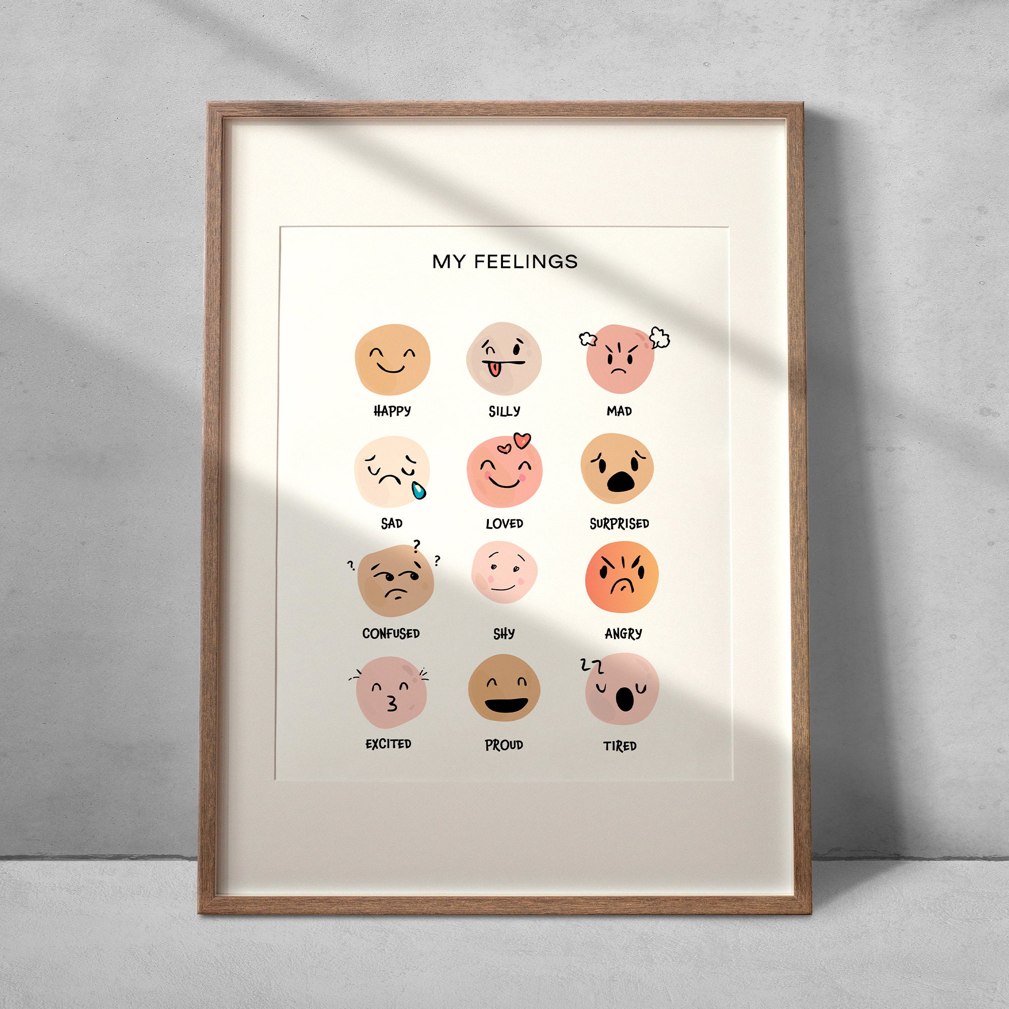 Emotions Print Feelings Chart Kids Room Decor Printable - Etsy