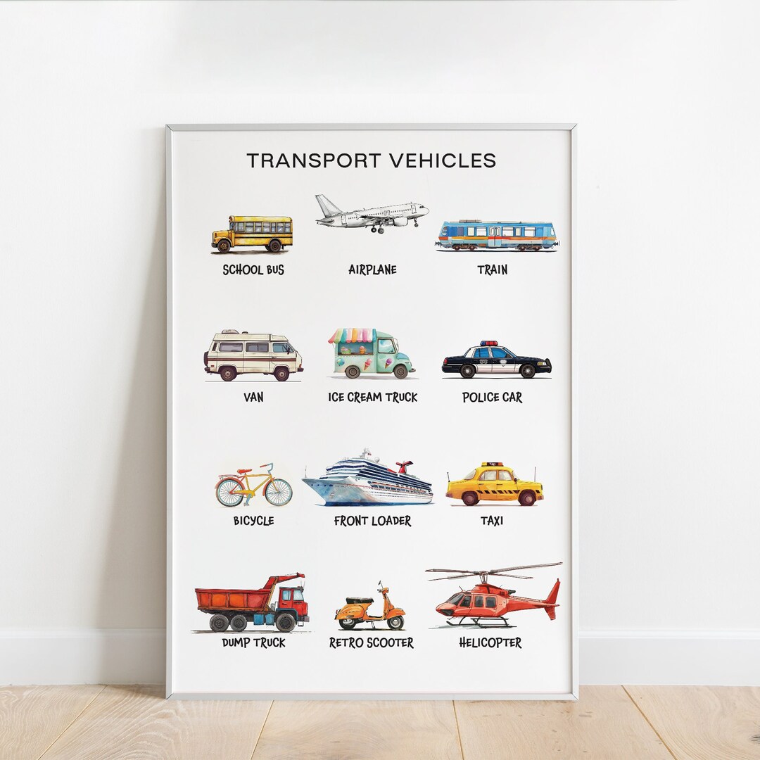 Watercolor Transport Vehicle Print: Kids Room Decor (digital Download ...