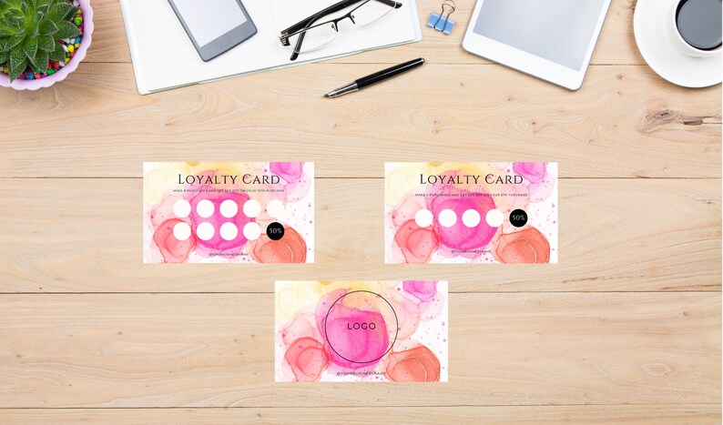 Loyalty Business Card, Small Business Discount Cards, Editable Gold ...