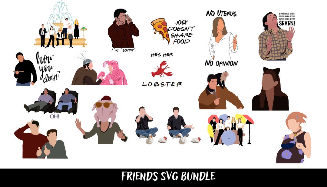 Friends TV Show SVG Bundle: Chandler, Ross, Joey Designs (digital ...