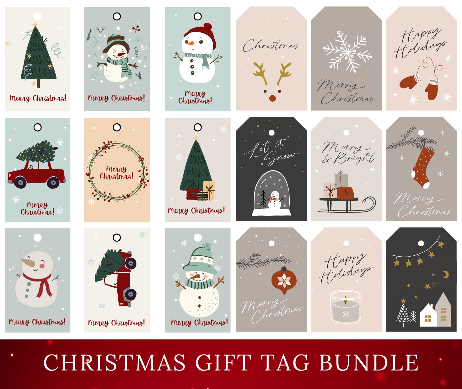 Christmas Gift Tag Cut Files, Noel Gift Tag Bundle, Merry Christmas ...