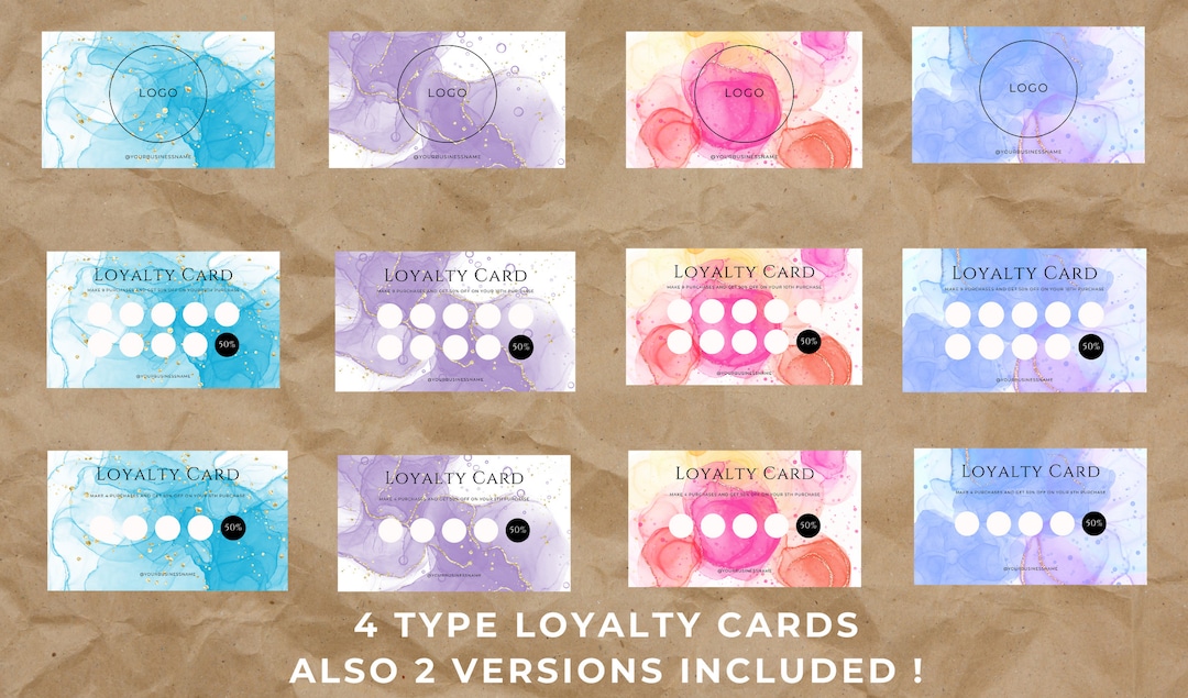 Loyalty Business Card, Small Business Discount Cards, Editable Gold ...