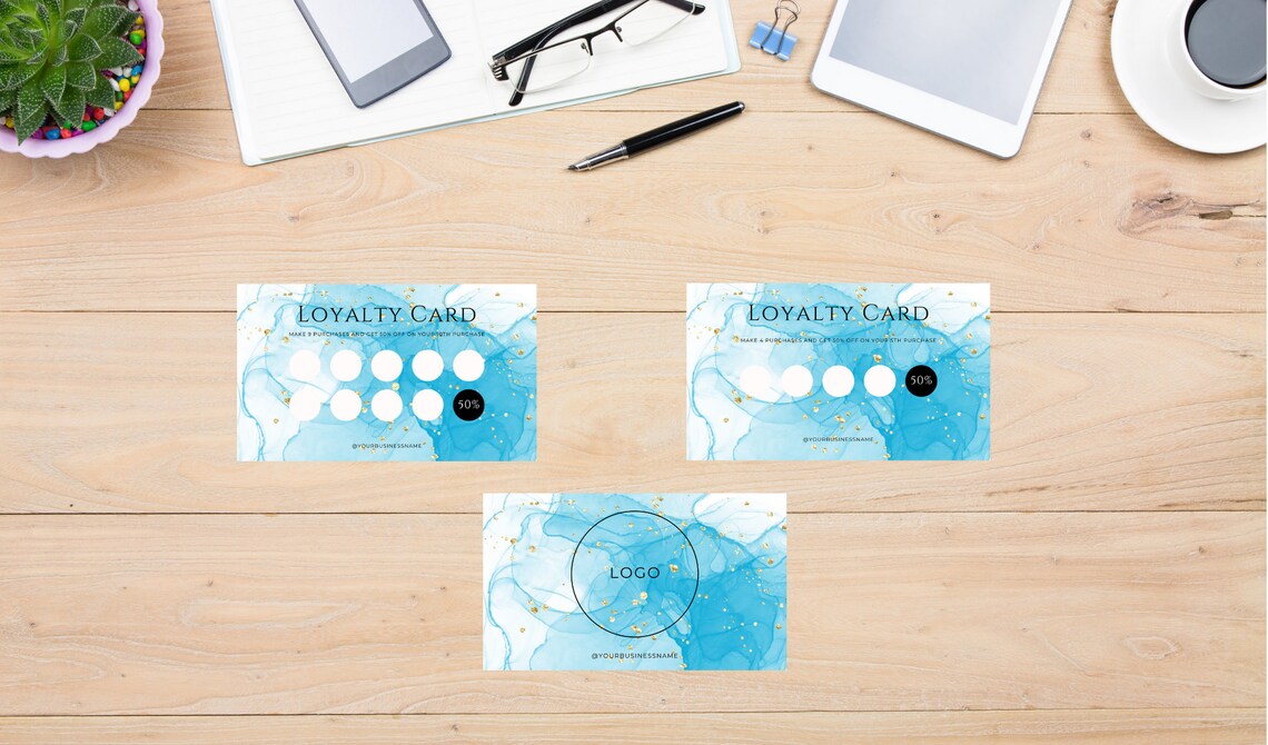 Loyalty Business Card, Small Business Discount Cards, Editable Gold ...