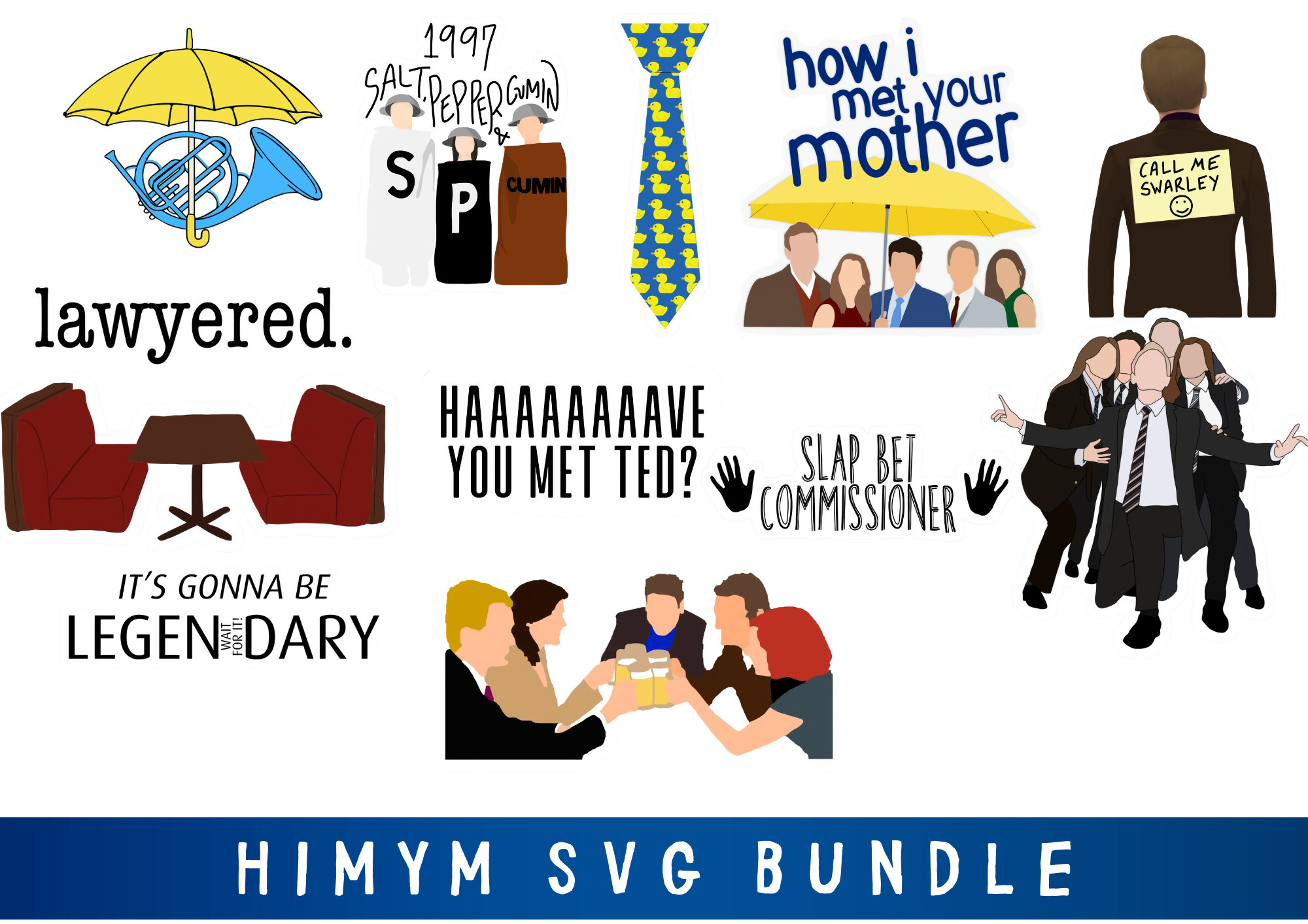 How I Met Your Mother SVG Bundle, Barney Stinson HIMYM, Yellow Umbrella ...