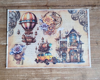 ITD Collection Clock Face Rice Paper Steampunk Rice Paper Vintage Rice ...