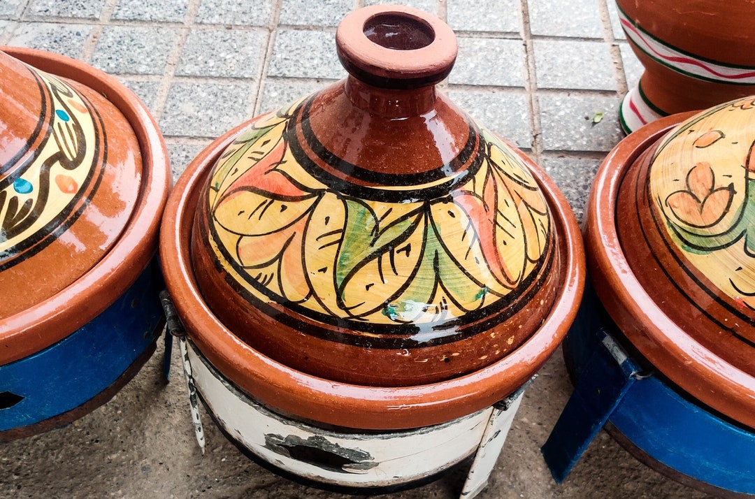 Handmade Moroccan Tajine: Ceramic Clay Cookware With Floral Motif - Etsy