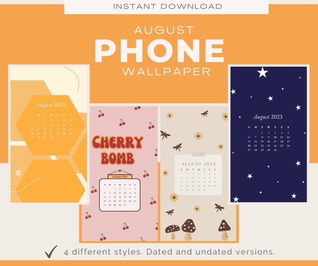 August Phone Wallpaper Instant Download iPhone Honey Cherry Stars ...
