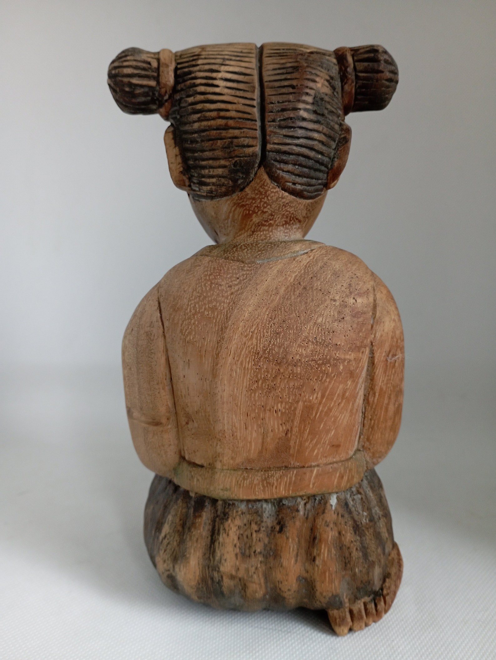 Vintage Hand Carved Wooden Statues Boy Girl Asian Influenced Figures ...