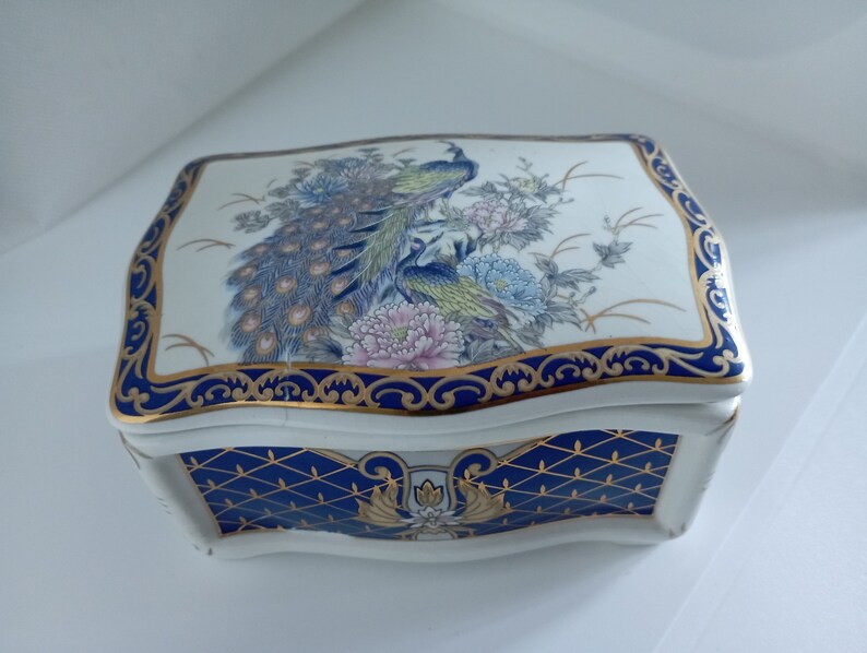 Japanese Porcelain Vintage Imari Trinket Box Peacock Design - Etsy