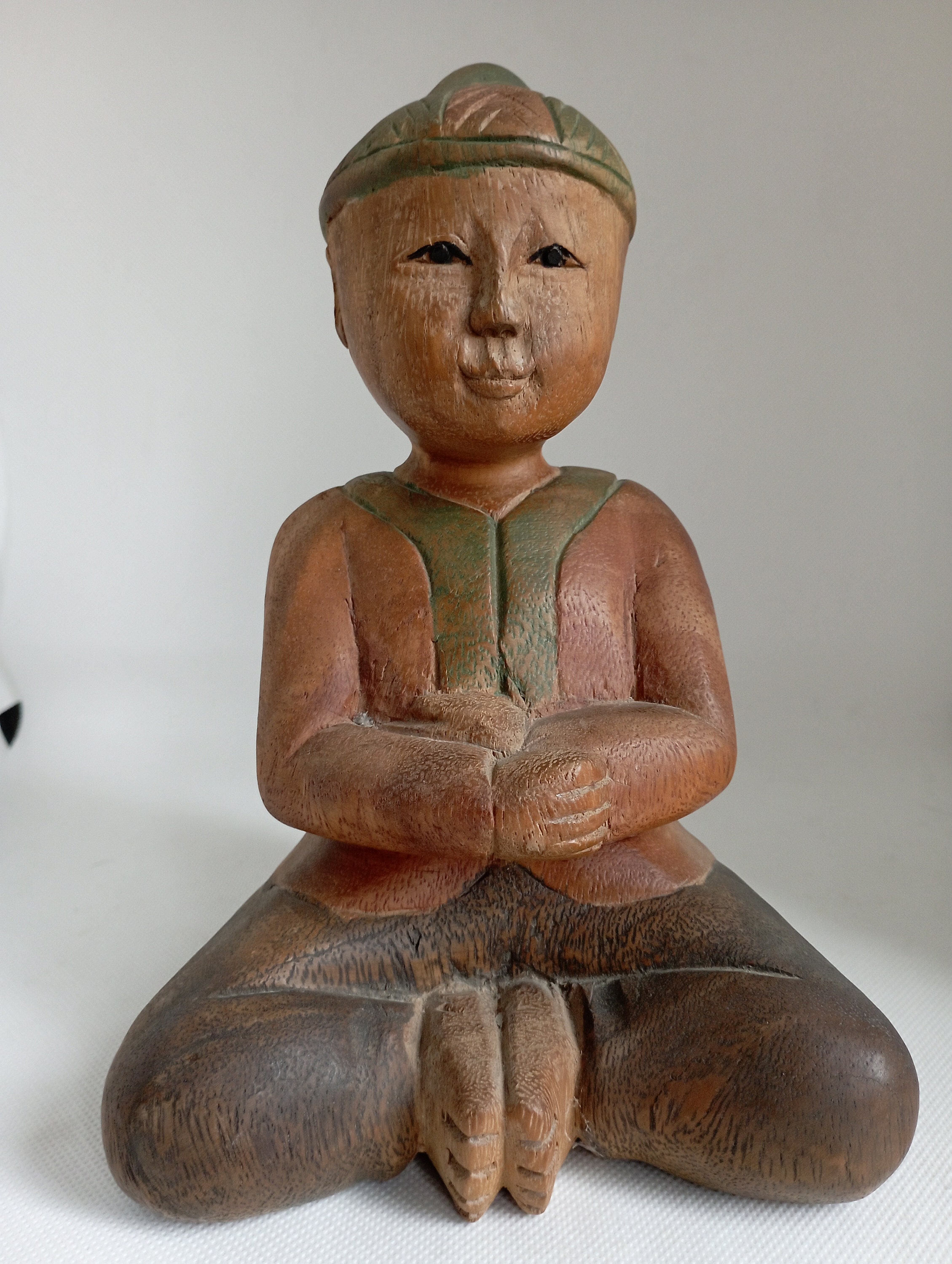 Vintage Hand Carved Wooden Statues Boy Girl Asian Influenced Figures ...