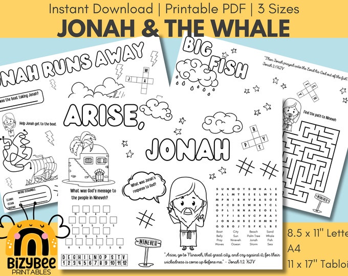 Jonah and the Whale Bible Story Finger Puppets Worksheet Printable ...