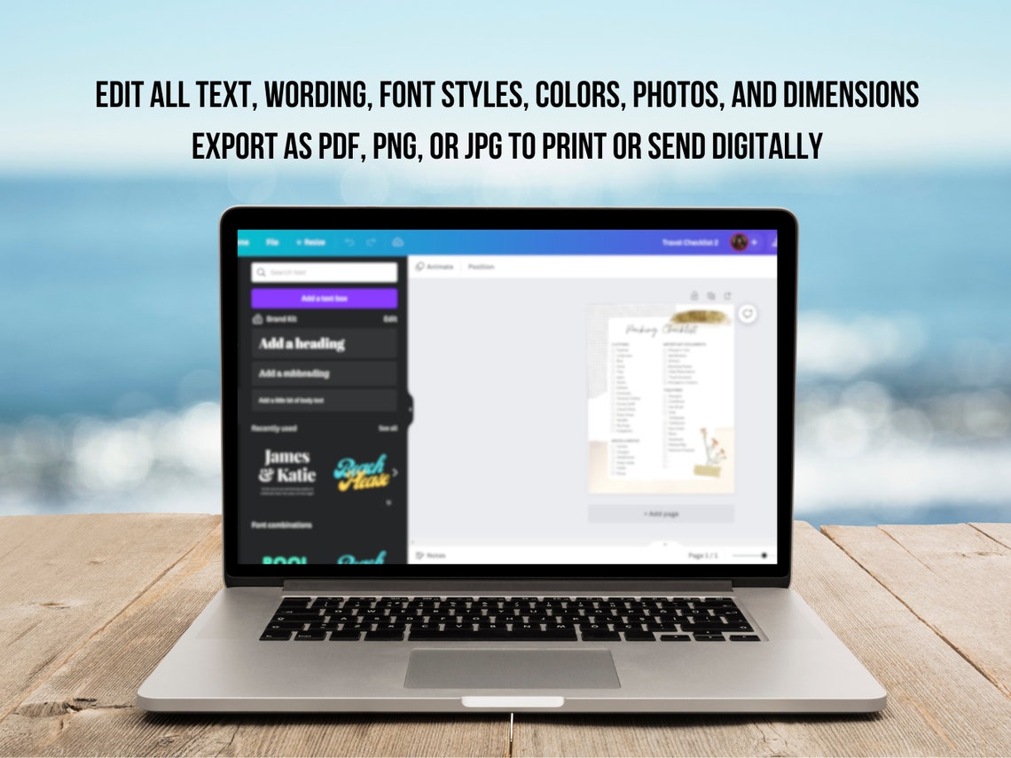 EDITABLE & PRINTABLE Travel Packing List, Vacation Packing List ...