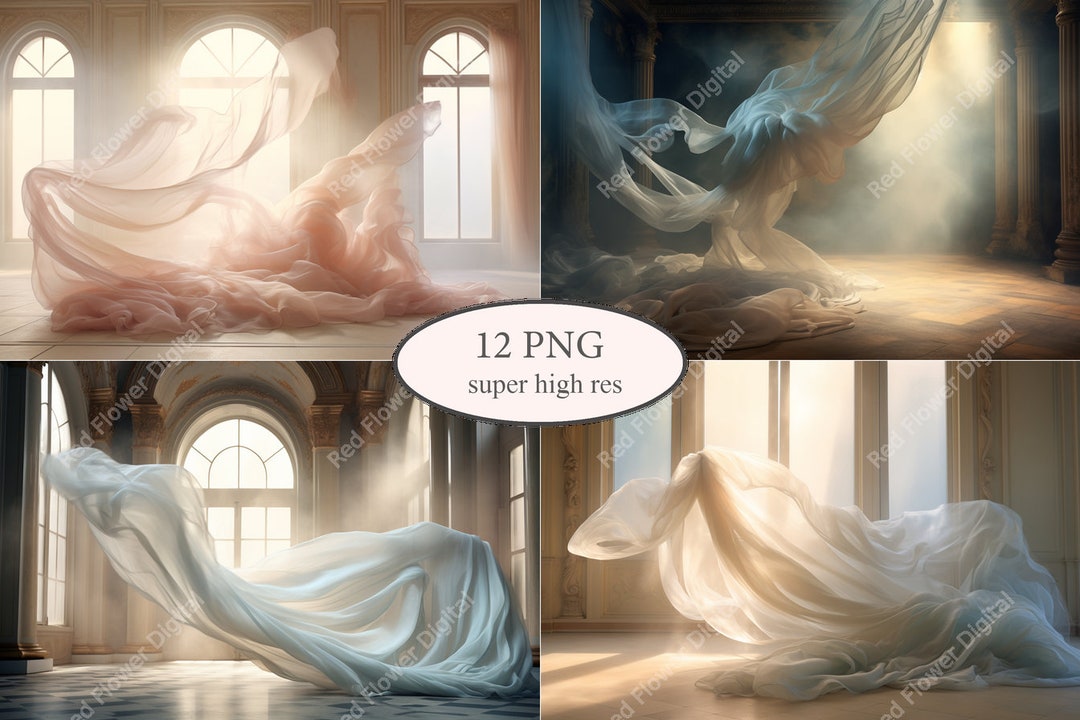 Flowing Fabric Digital Backdrop Bundle, Flying Silk Background ...