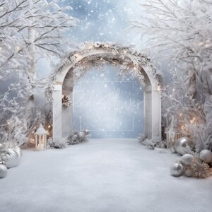 Winter Wonderland Digital Backdrop Bundle, White Christmas Background ...
