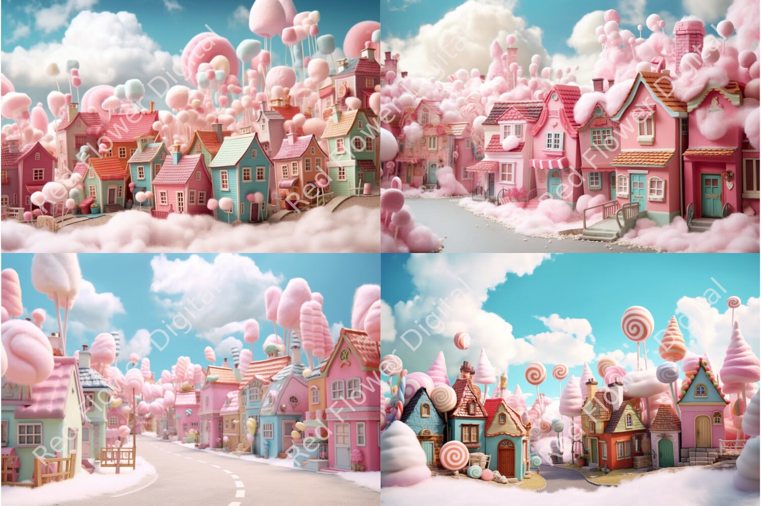 Pink Doll Digital Backdrop Bundle, Candy Digital Overlays, Kids Fantasy ...