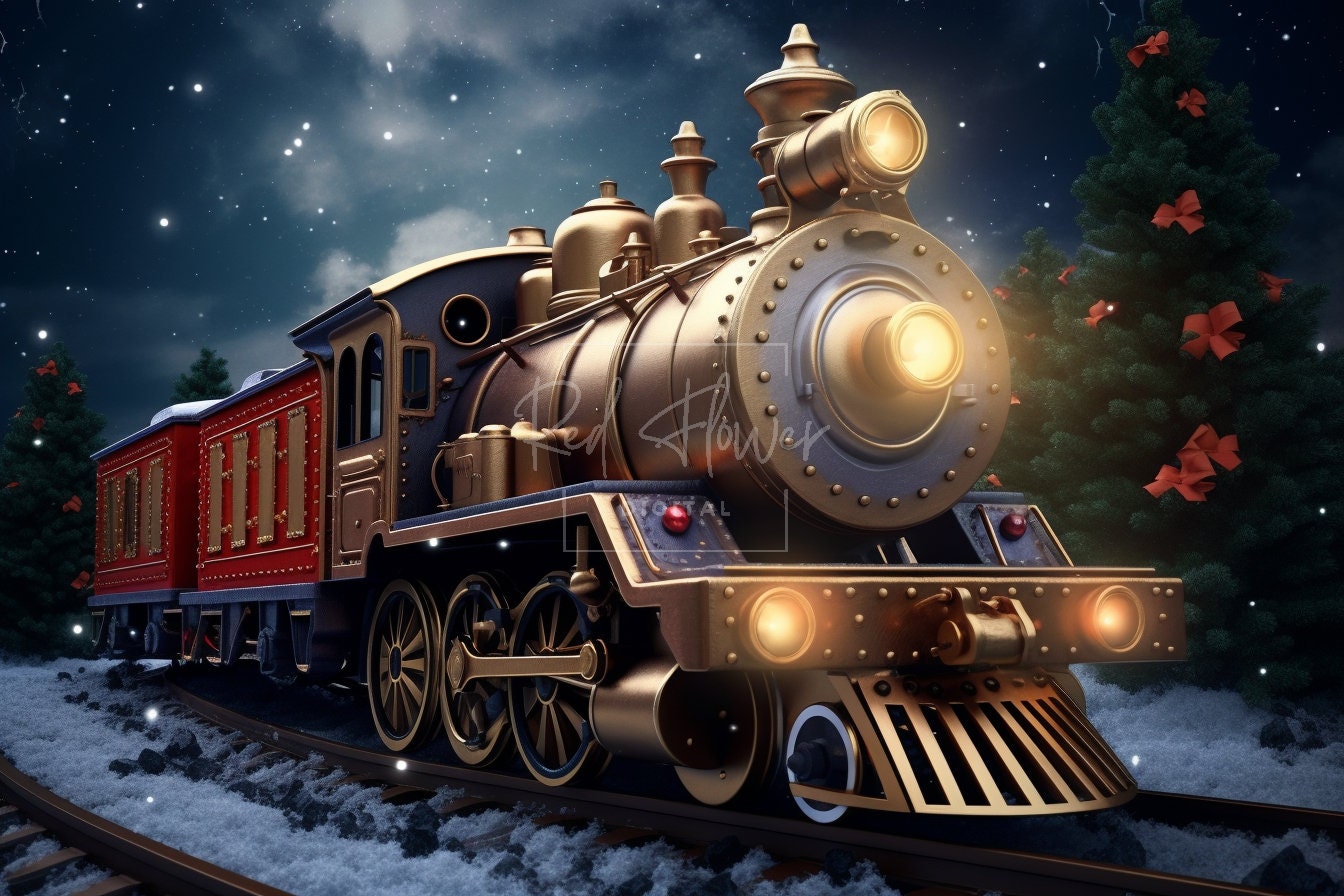 Polar Express Digital Backdrop Bundle Christmas Train - Etsy