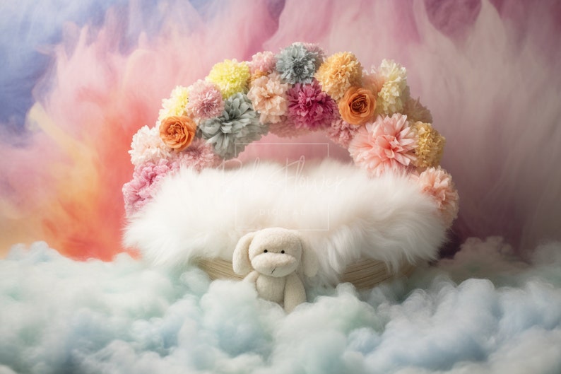 Newborn Rainbow Digital Backdrop Bundle, Pastel Backdrops, Cute Fluffy ...