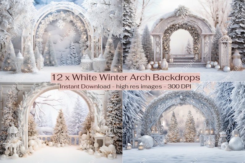Winter Wonderland Digital Backdrop Bundle White Christmas - Etsy