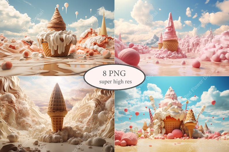 Ice Cream Digital Backdrop Bundle, Candy Backdrops, Kids Digital ...