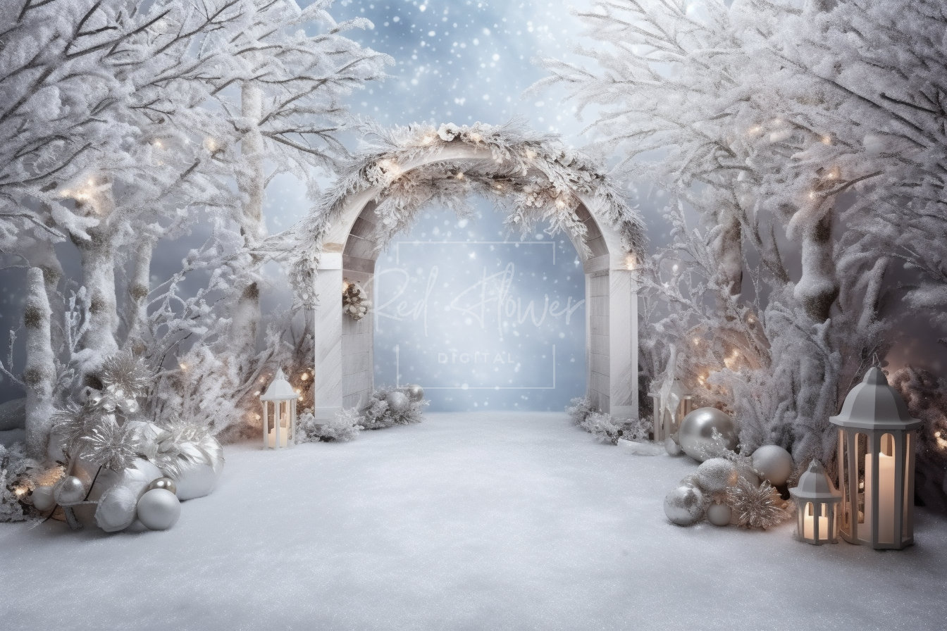 Winter Wonderland Digital Backdrop Bundle, White Christmas Background ...