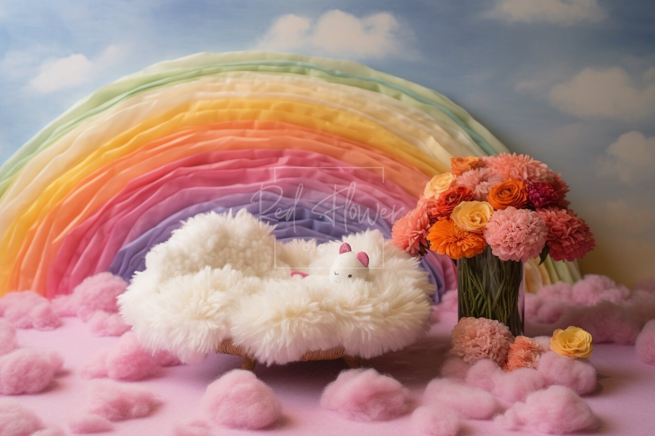 Newborn Rainbow Digital Backdrop Bundle, Pastel Backdrops, Cute Fluffy ...