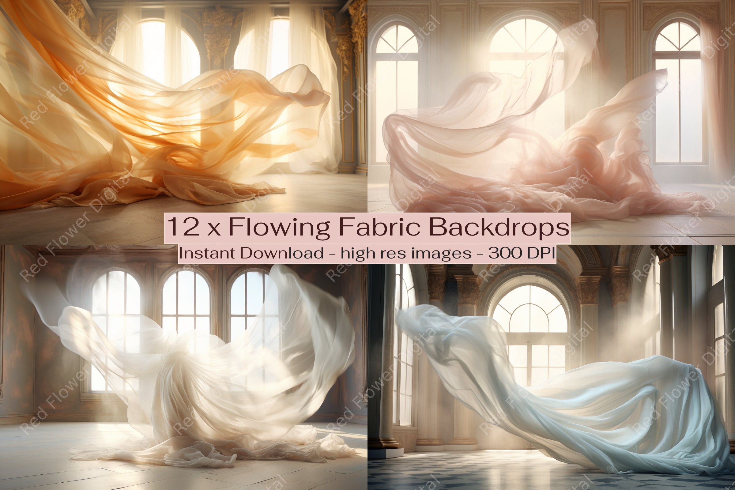 Flowing Fabric Digital Backdrop Bundle Flying Silk - Etsy