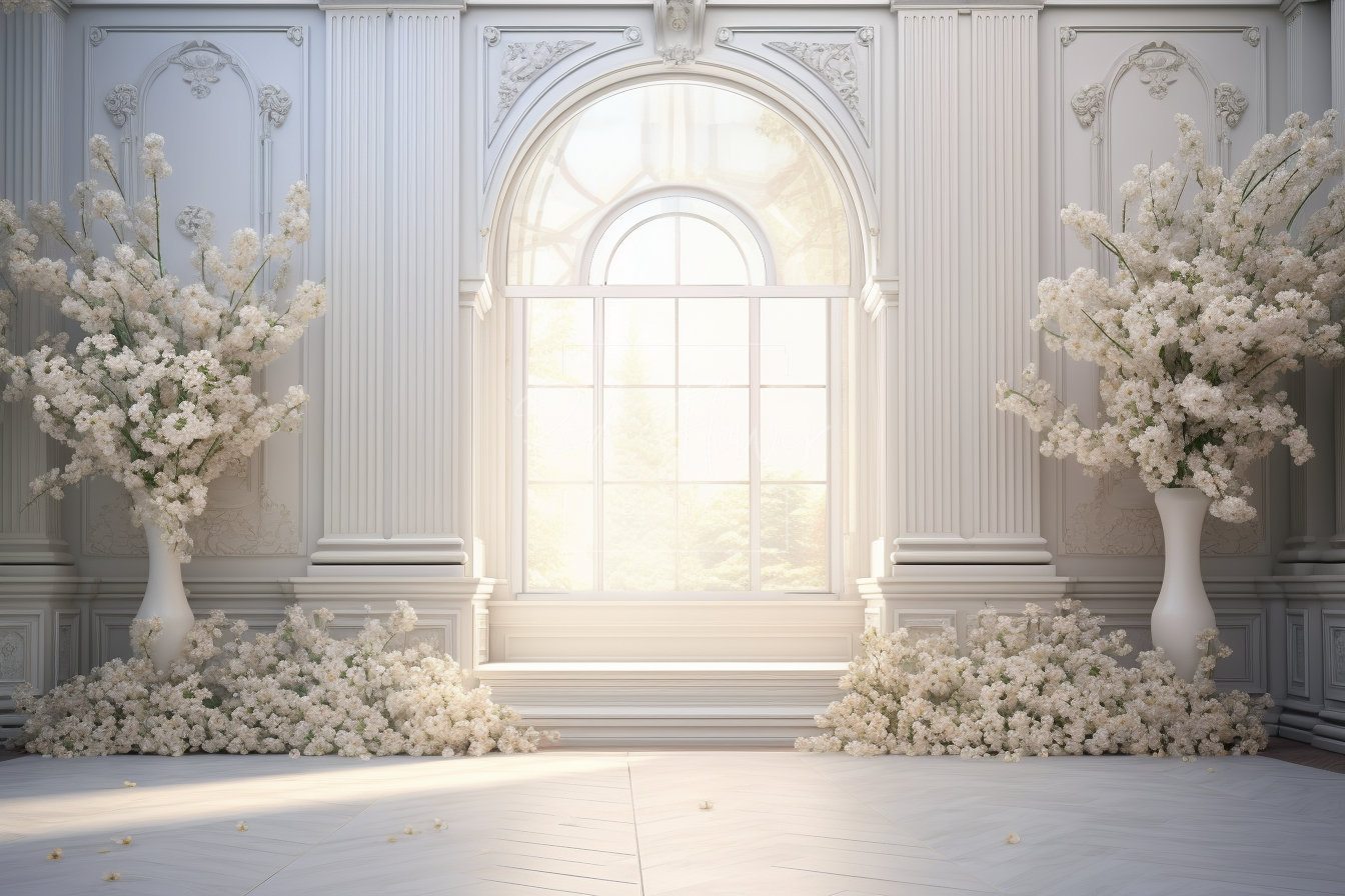 Luxury Floral Digital Backdrop Bundle, Elegant White Room Backdrops ...