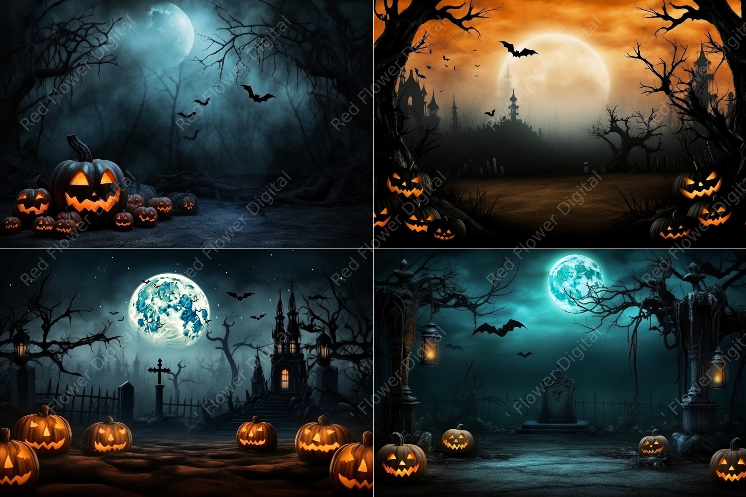 Scary Halloween Digital Backdrop Bundle Dark Fantasy - Etsy